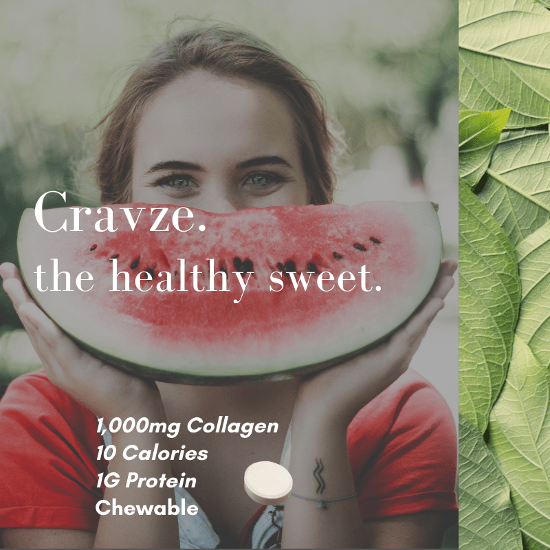 Cravze - Collagen Chewable Tablets with Protein - Watermelon Flavor ...